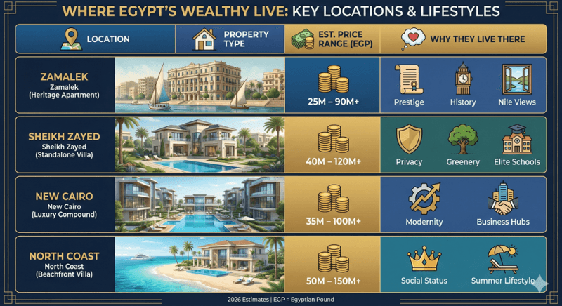 Where Rich People Live in Egypt: Top Elite Neighborhoods
